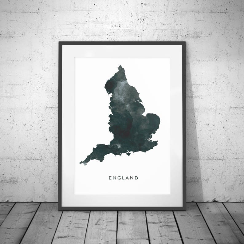 England Map Watercolour Print Watercolor Map Art England Map | Etsy