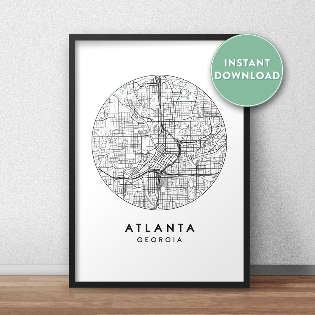 Atlanta City Map Printable, Street Map Art, Atlanta Map Print, City Map ...