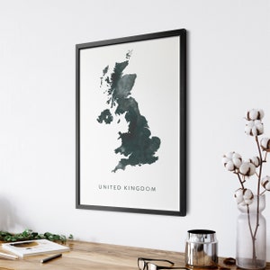 UK Map Watercolour Print, Watercolor Map Art, United Kingdom Map Poster ...