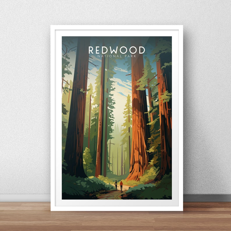 Redwood National Park Travel Poster Wall Art Print Redwood Poster ...