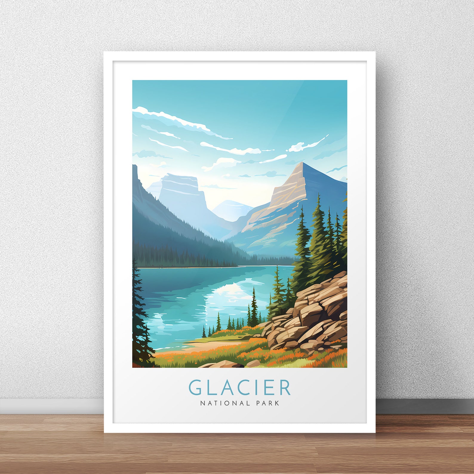 Glacier National Park Travel Poster Wall Art Print Glacier Poster ...