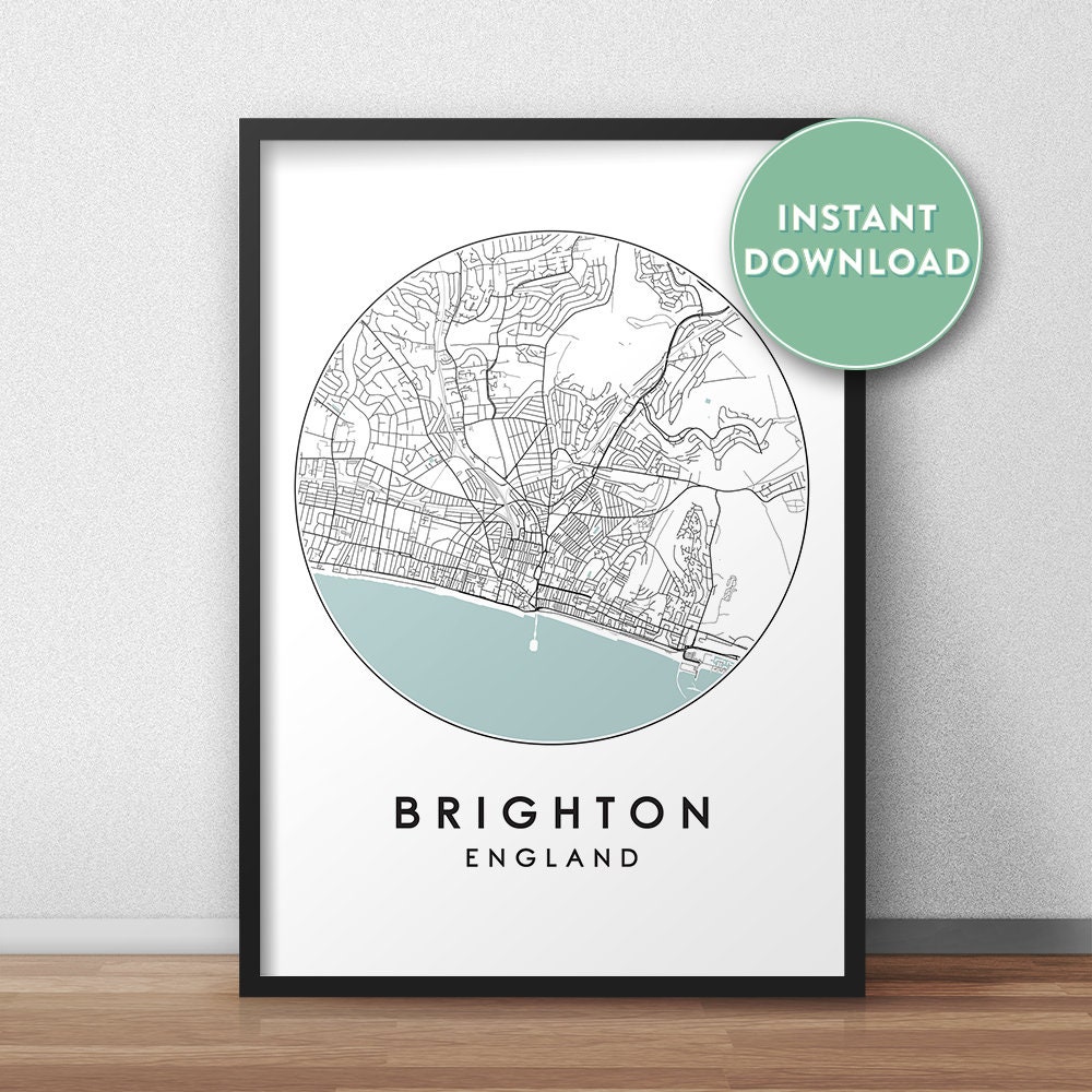 Brighton City Map Printable Street Map Art Brighton Map - Etsy UK