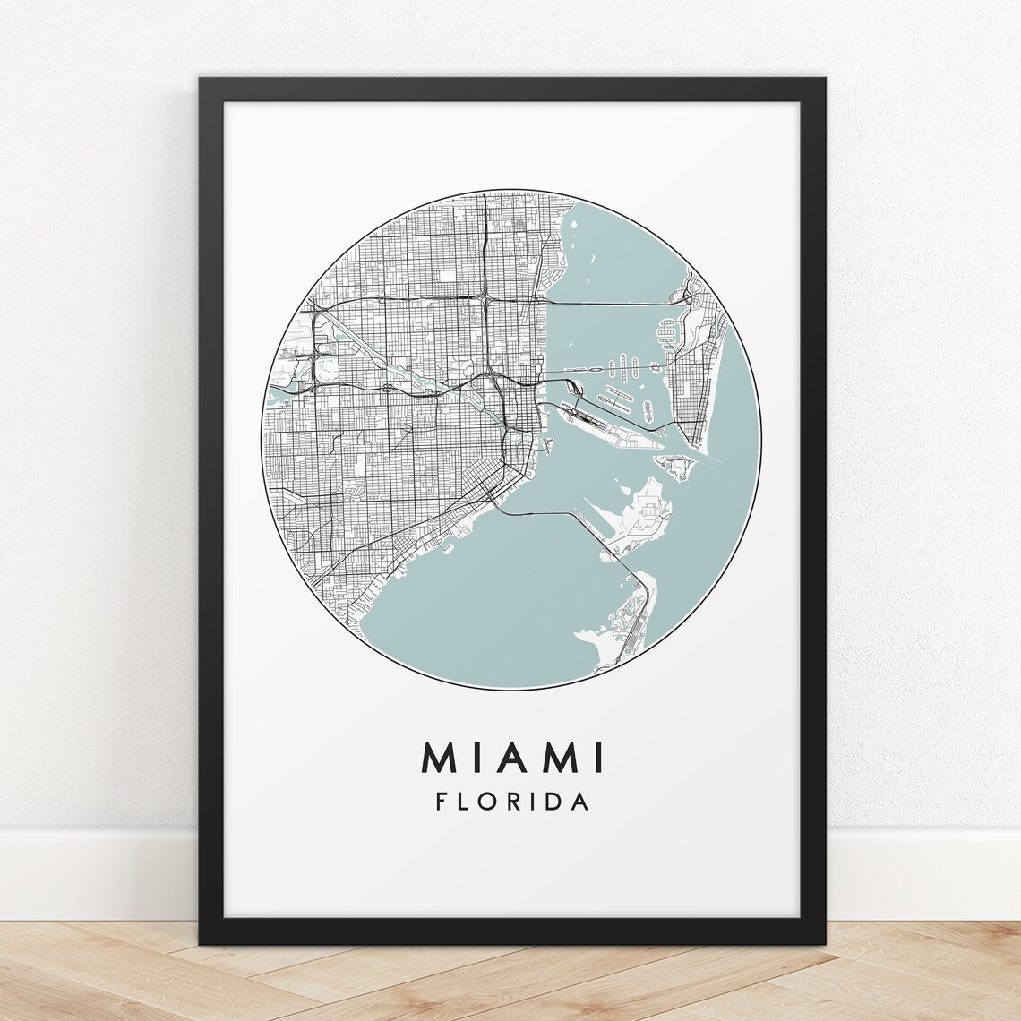 Miami City Map Print Street Map Art Miami Map Poster Miami - Etsy UK