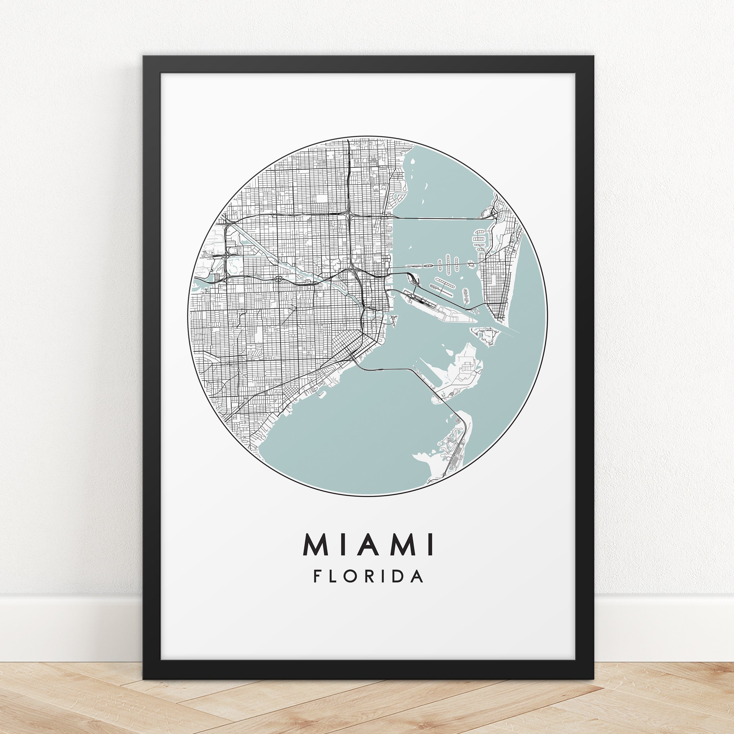 Miami City Map Print, Street Map Art, Miami Map Poster, Miami Map Print ...