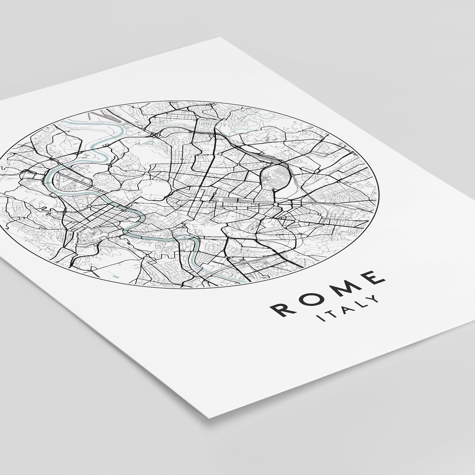 Rome City Map Print Street Map Art Rome Map Poster Rome Map - Etsy