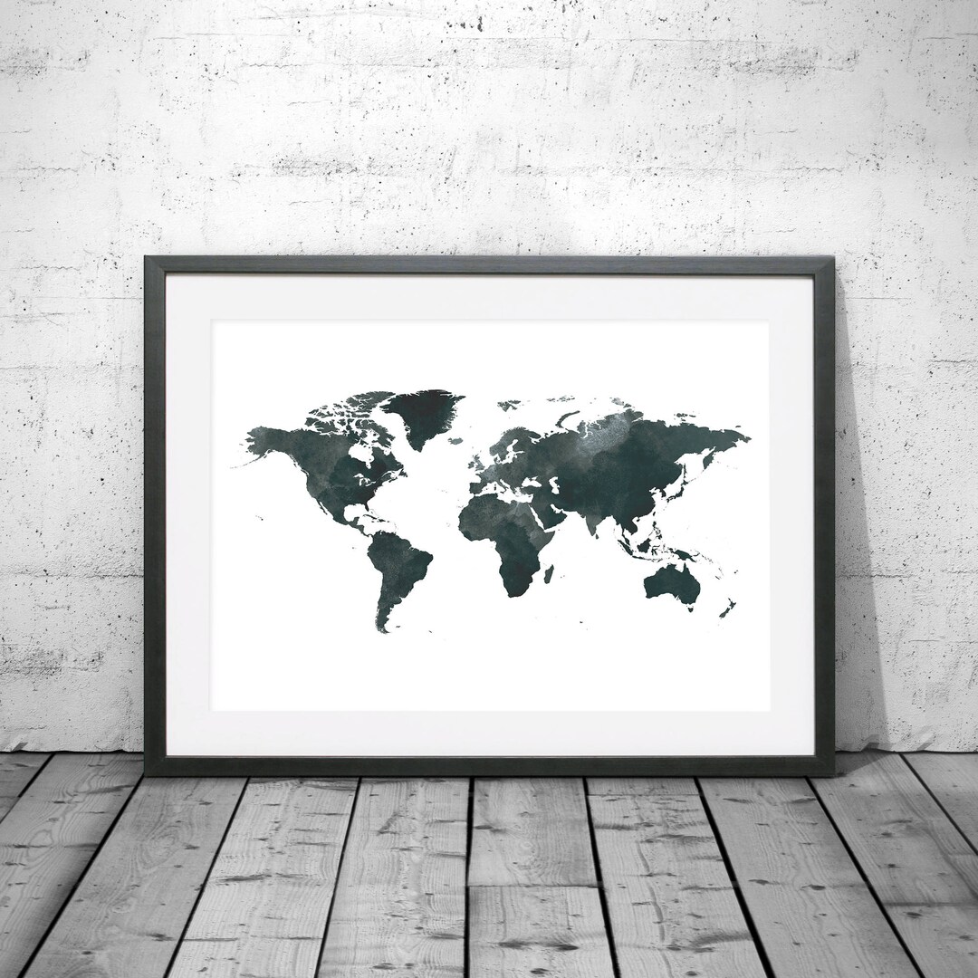 World Map Watercolour Print, Watercolor Map Art, World Map Poster ...