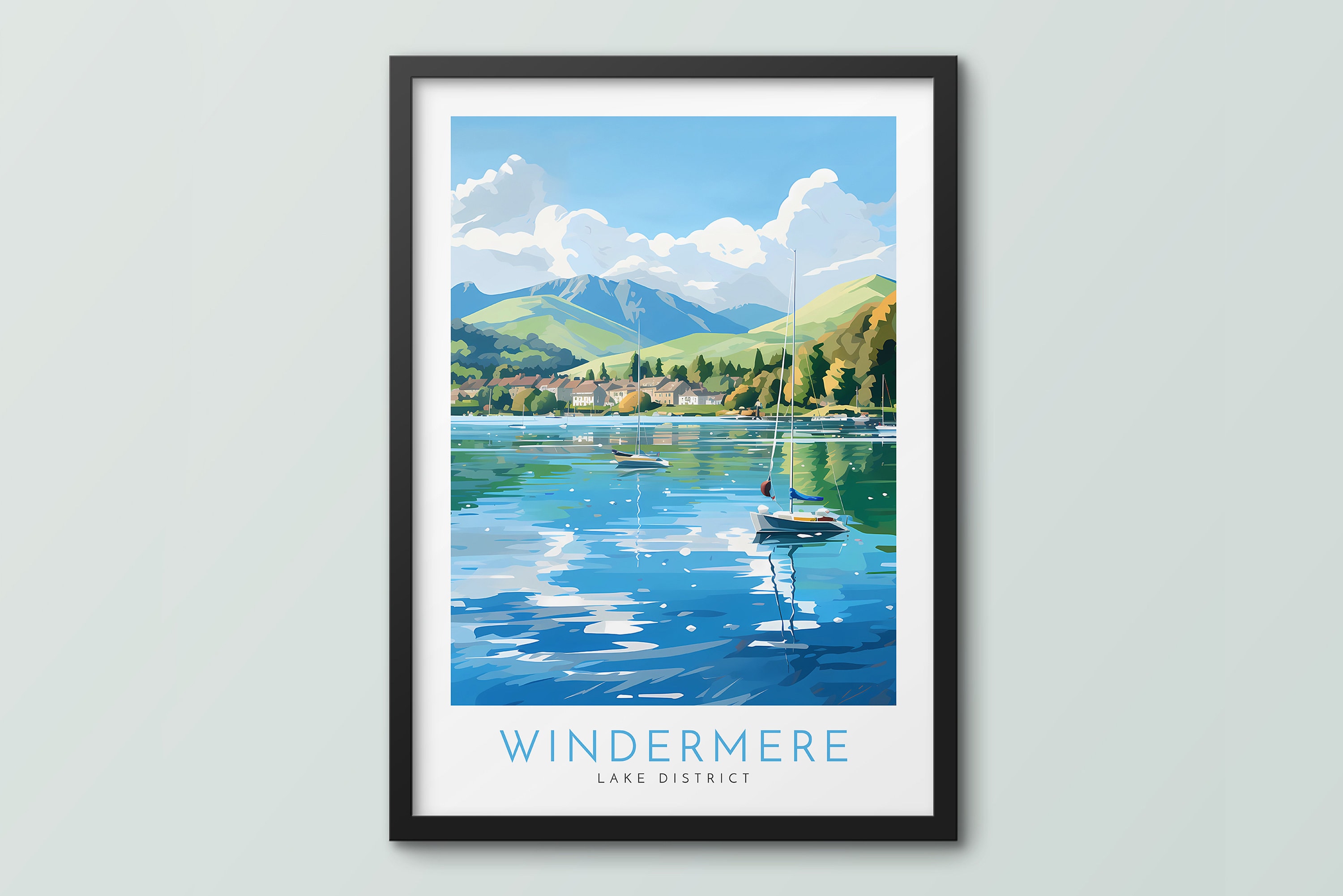 Windermere Lake District Travel Poster Wall Art Print Windermere Poster ...