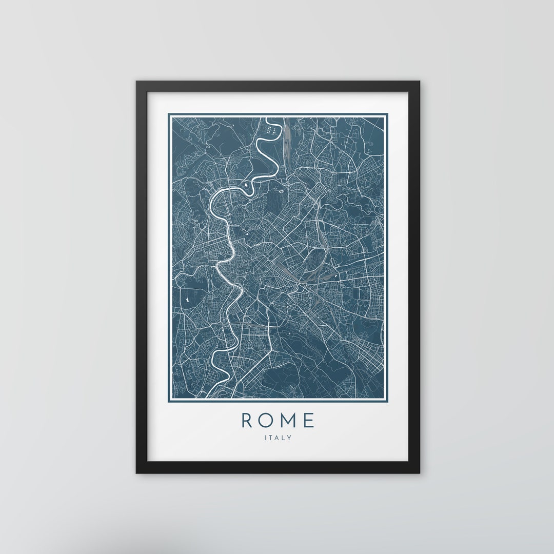 Rome City Map Print, Street Map Art, Rome Map Poster, Rome Map Print ...