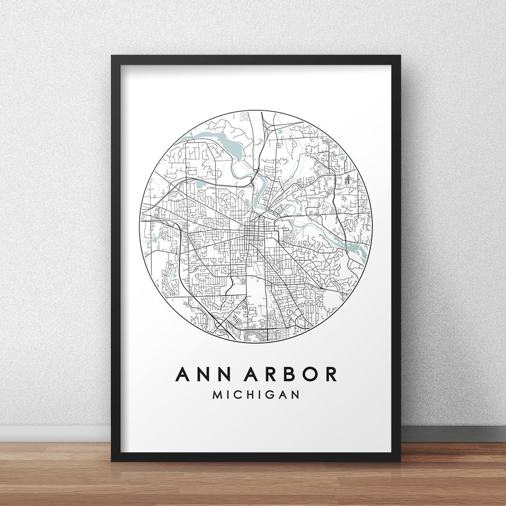 Ann Arbor City Map Print, Street Map Art, Ann Arbor Map Poster, Ann ...
