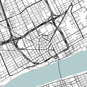 Detroit City Map Printable, Street Map Art, Detroit Map Print, City Map ...