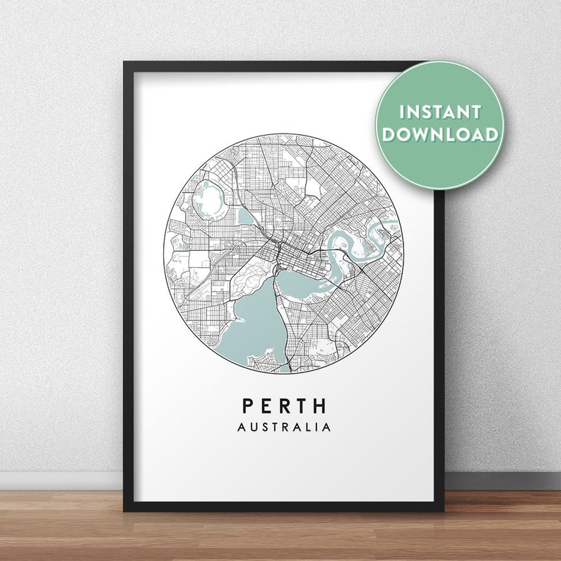 Perth City Map Printable Street Map Art Perth Map Print - Etsy UK