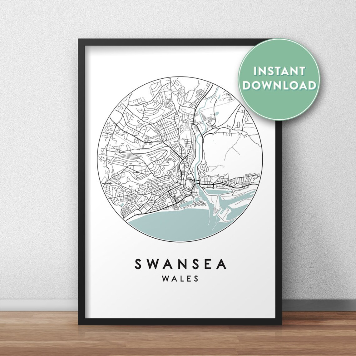 Swansea City Map Printable, Street Map Art, Swansea Map Print, City Map ...