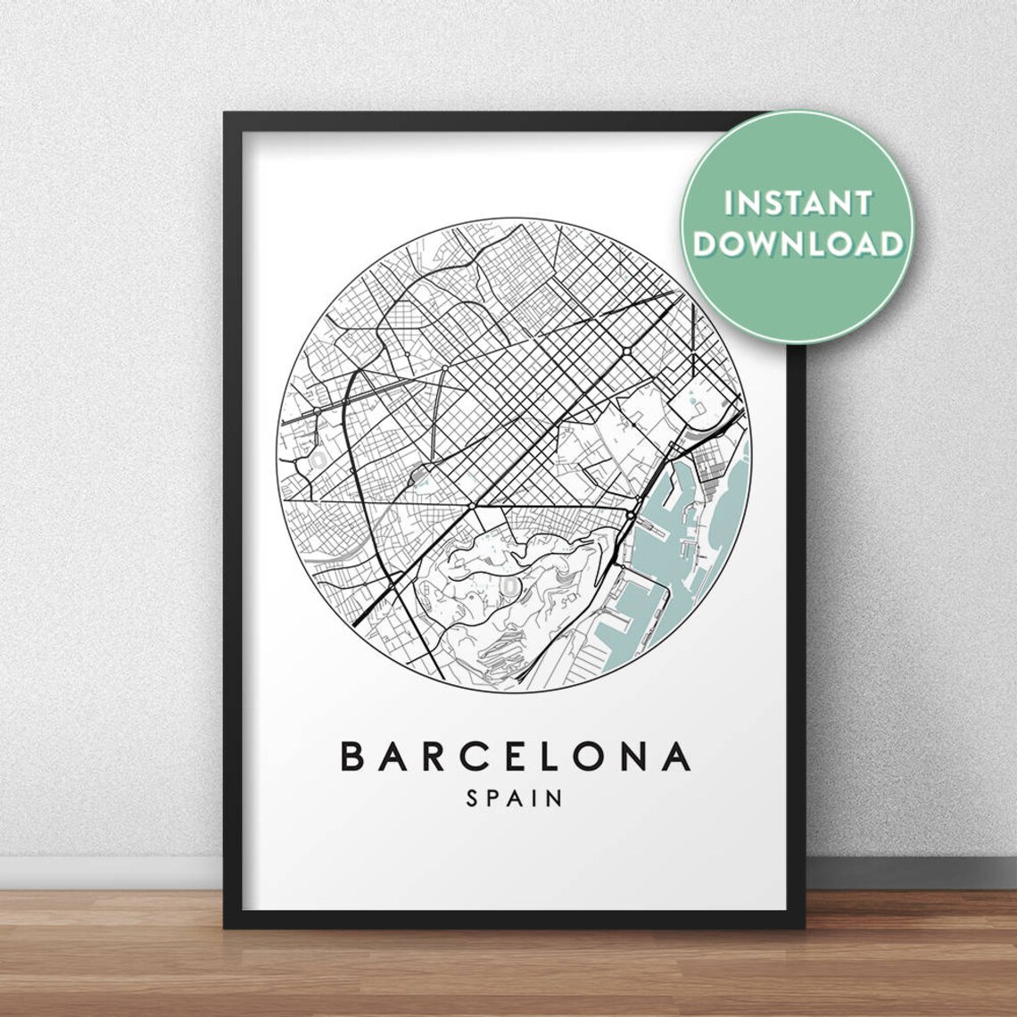 Barcelona City Map Printable, Street Map Art, Barcelona Map Print, City ...