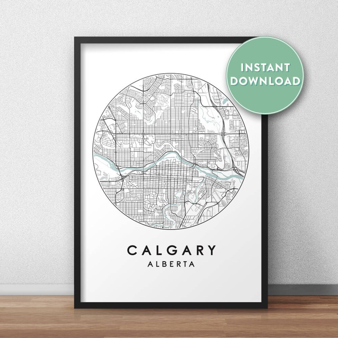 Calgary City Map Printable, Street Map Art, Calgary Map Print, City Map ...