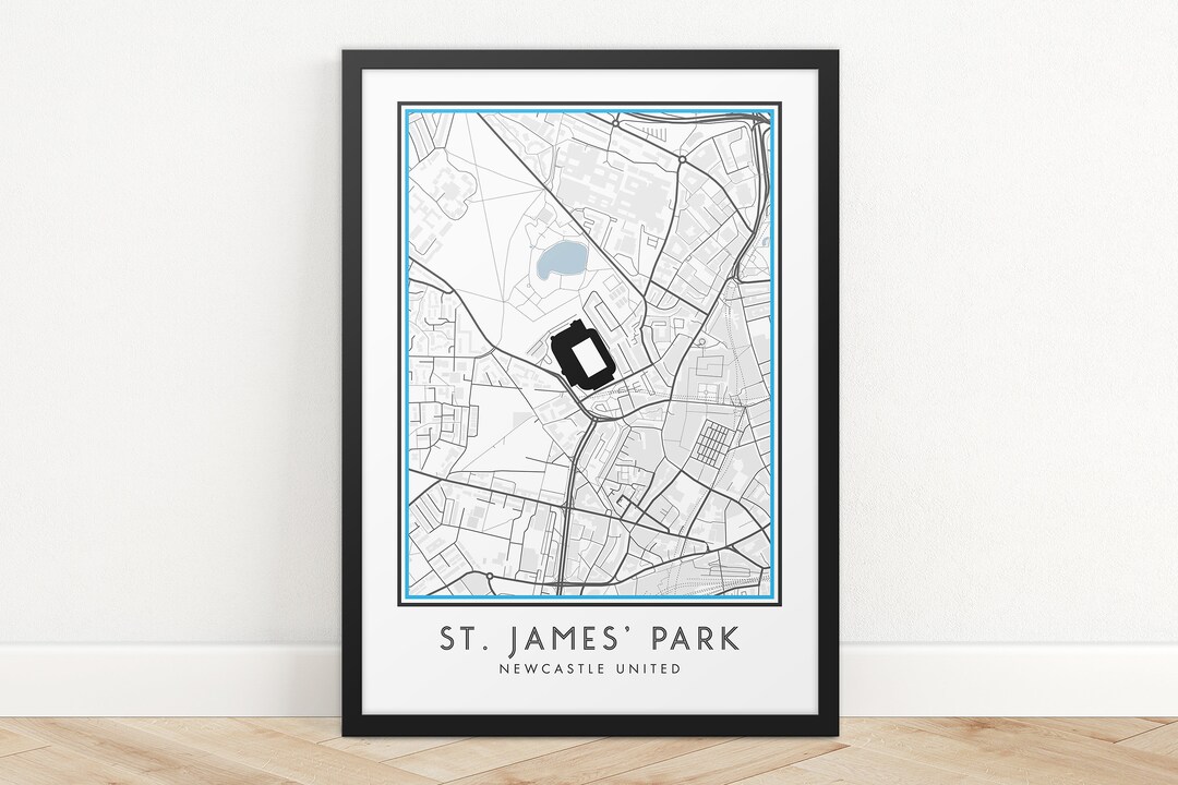 St. James' Park Stadium Map Print, Newcastle United Print, Football ...