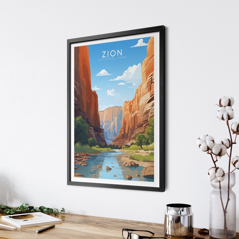Zion National Park Travel Poster Wall Art Print Zion Poster Zion Print ...