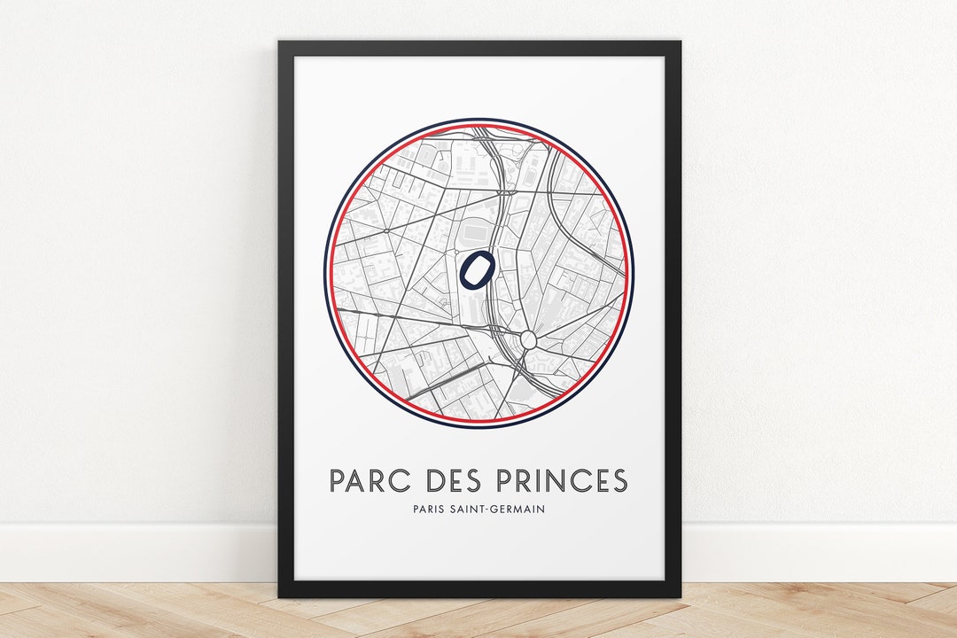 Parc Des Princes Stadium Map Print, Paris Saint-germain Print, Football ...
