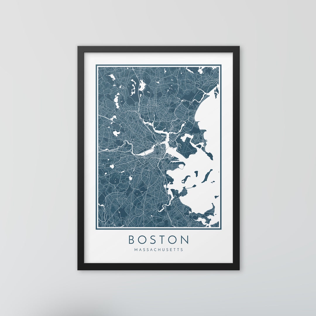 Boston City Map Print, Street Map Art, Boston Map Poster, Boston Map ...
