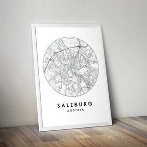 Salzburg City Map Printable, Street Map, Salzburg Map Print, City Map ...