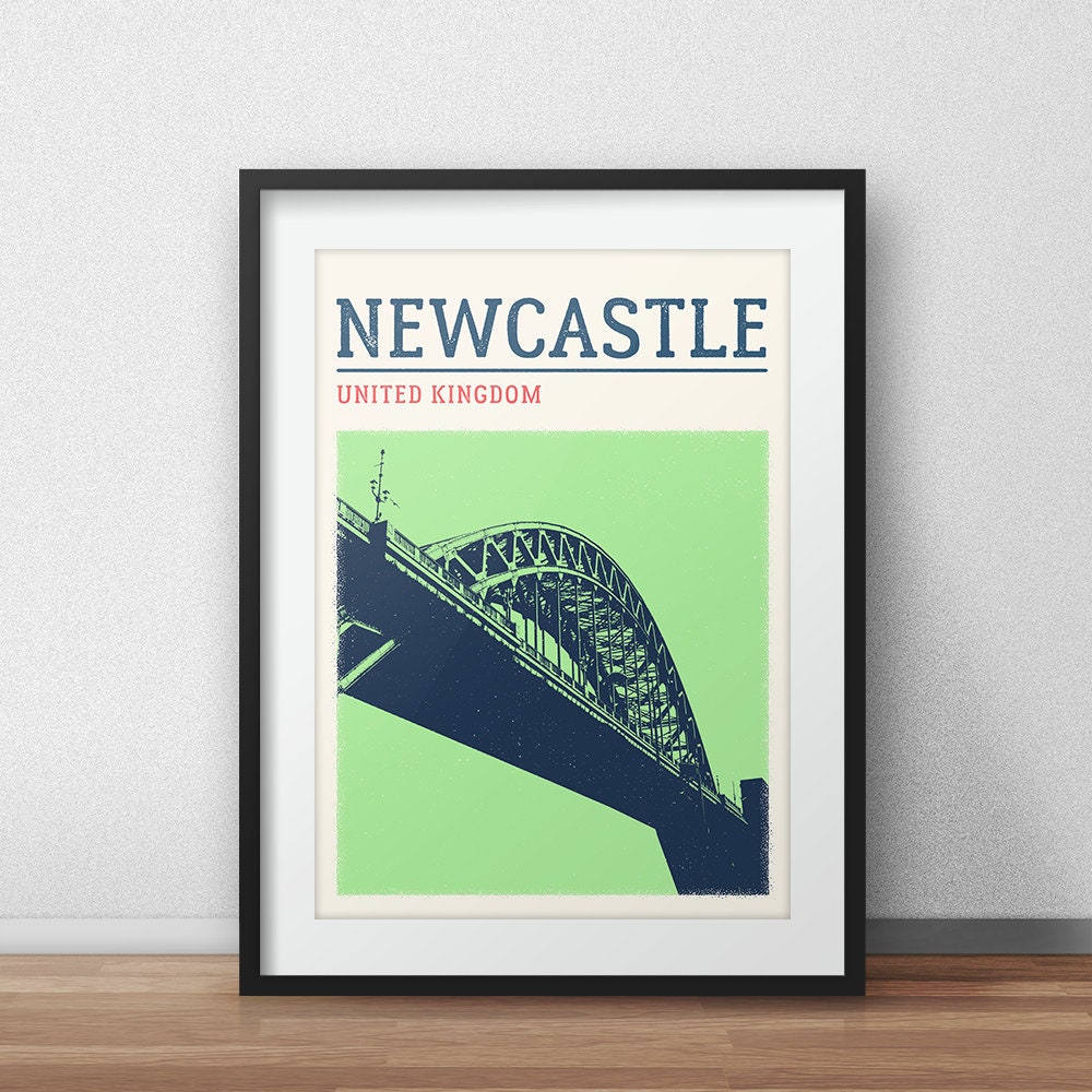 Newcastle City Print Tyne Bridge Poster Newcastle Travel | Etsy