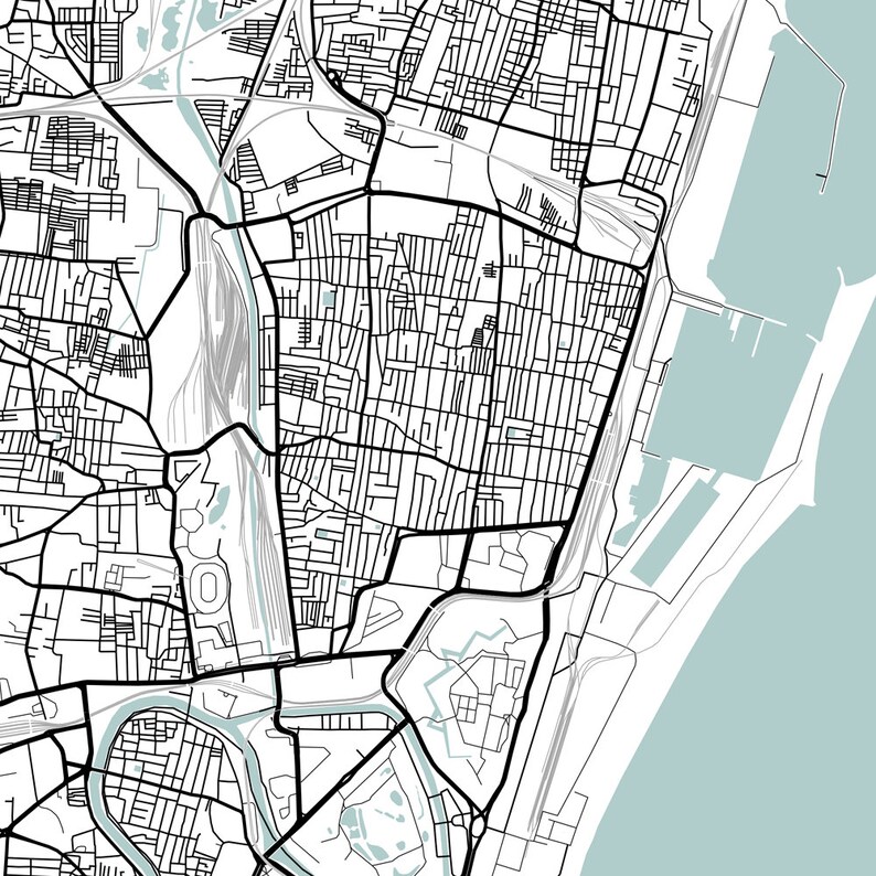 Chennai City Map Printable, Street Map Art, Chennai Map Print, City Map ...