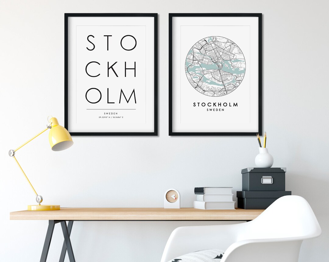 Stockholm Print Set, Stockholm City Map, Typography Print, Stockholm ...