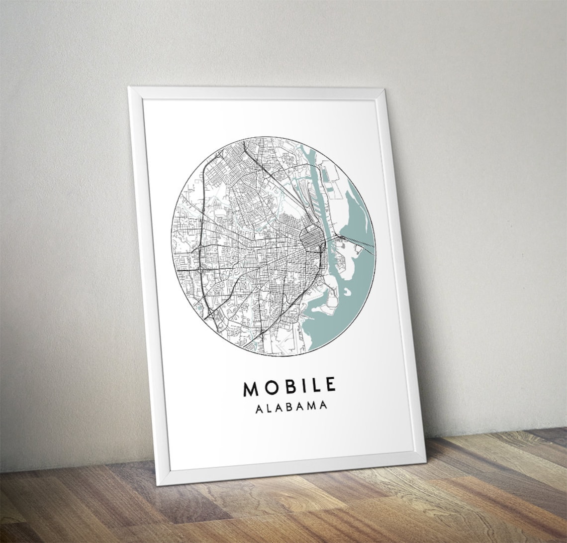Mobile Alabama City Map Printable Street Map Mobile Map - Etsy