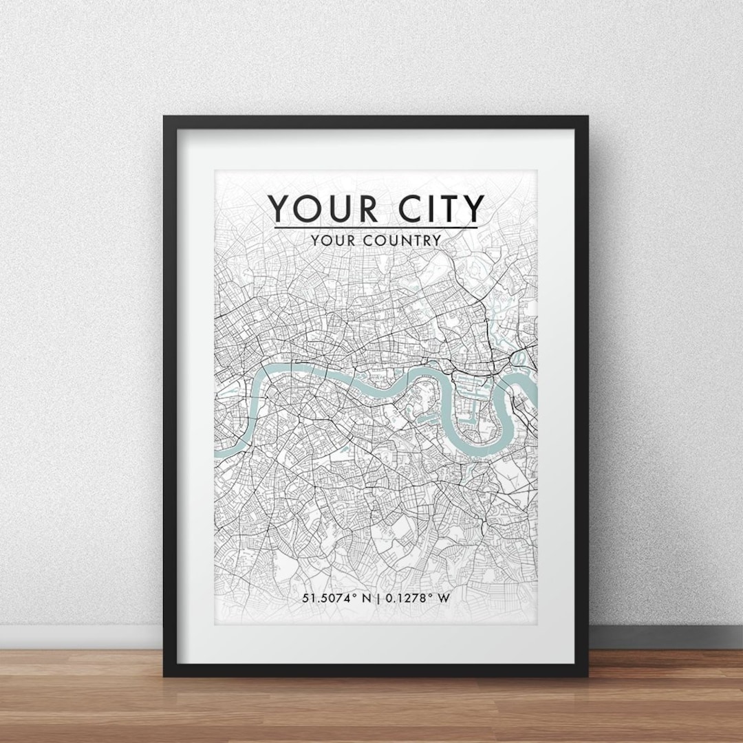 Custom City Print, Any City Map, Street Map Art, Custom Map Print, City ...