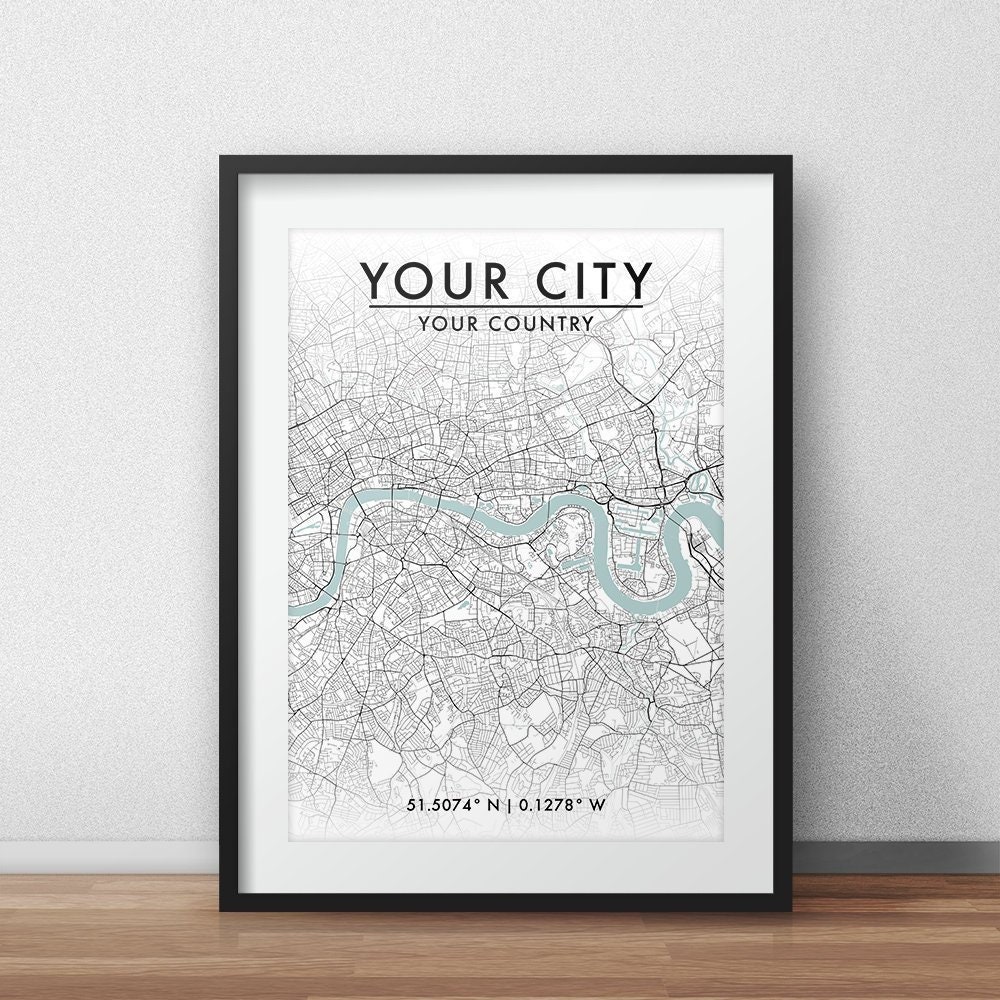 Custom City Print, Any City Map, Street Map Art, Custom Map Print, City ...
