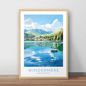 Windermere Lake District Travel Poster Wall Art Print Windermere Poster ...