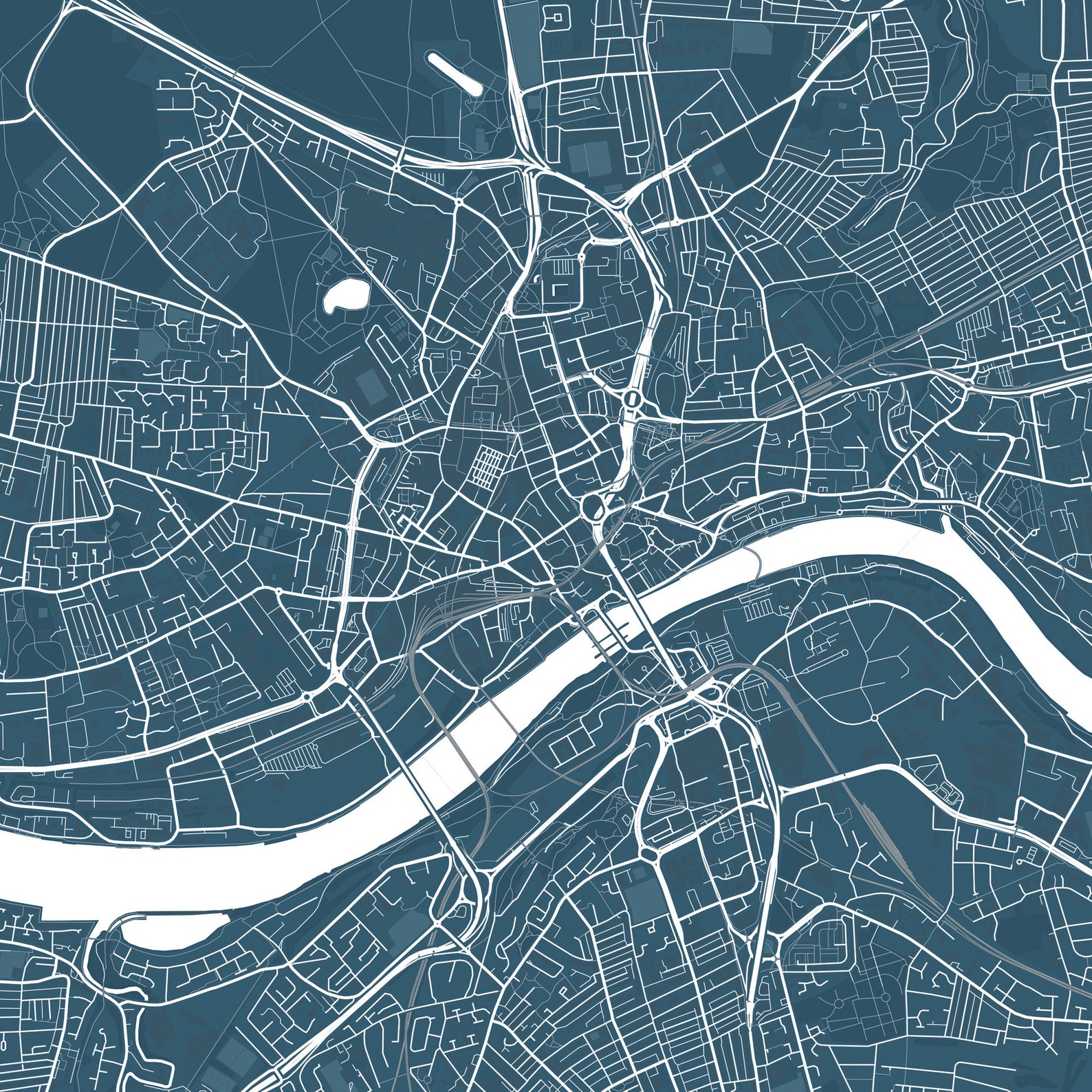 Newcastle City Map Print Street Map Art Newcastle Map - Etsy UK