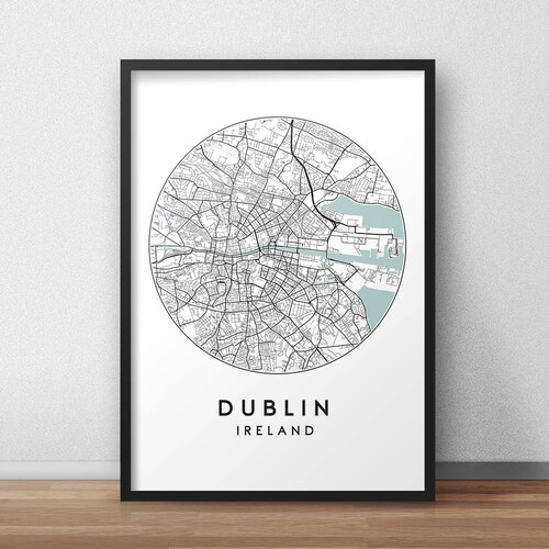 DUBLIN CITY MAP Fine Art Map Poster Modern Dublin Ireland - Etsy Canada