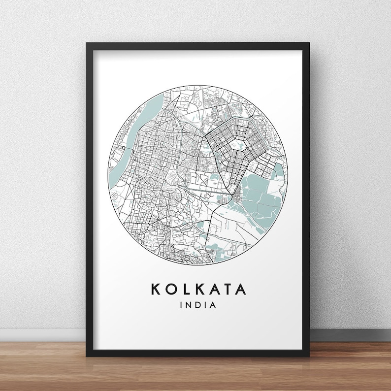 Kolkata City Map Print Street Map Art Kolkata Map Poster - Etsy
