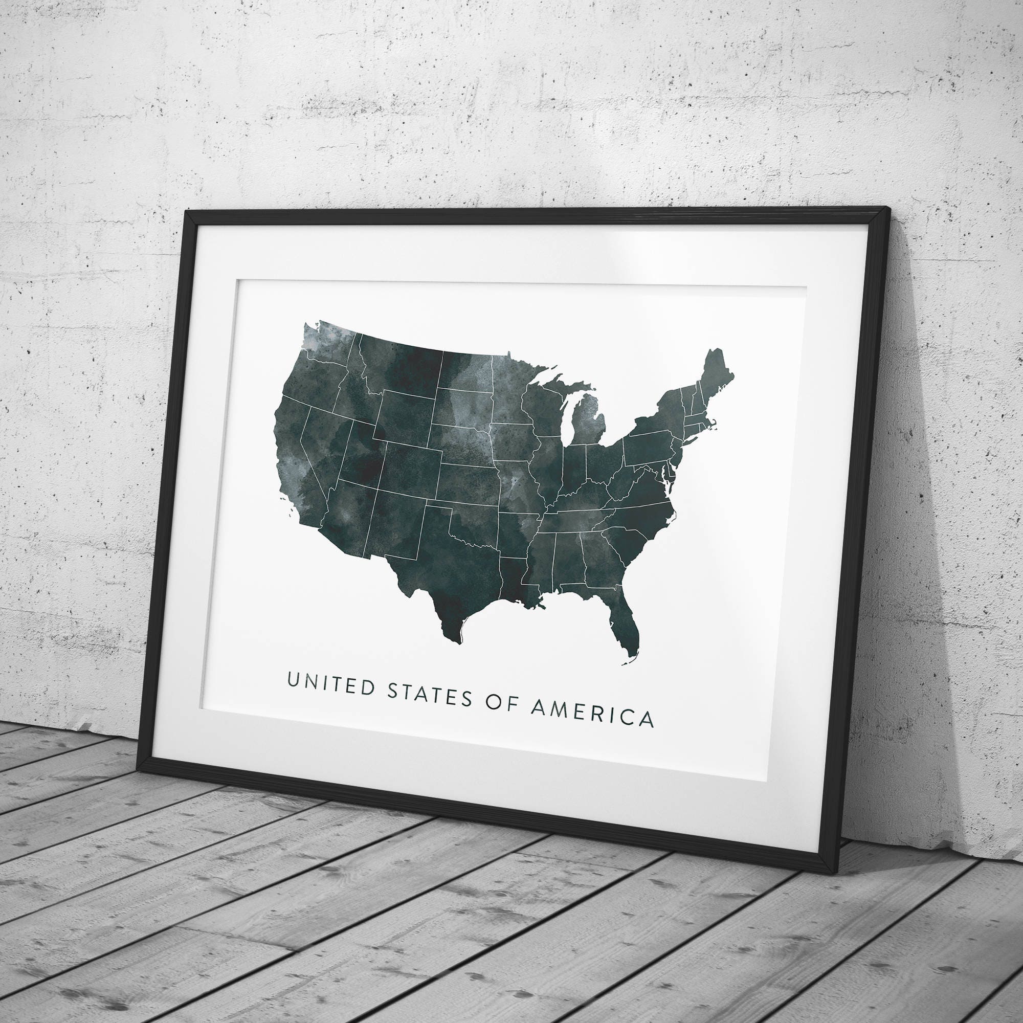 United States Map Watercolour Print Watercolor Map Art | Etsy