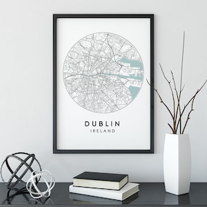 Dublin City Map Print, Street Map Art, Dublin Map Poster, Dublin Map ...