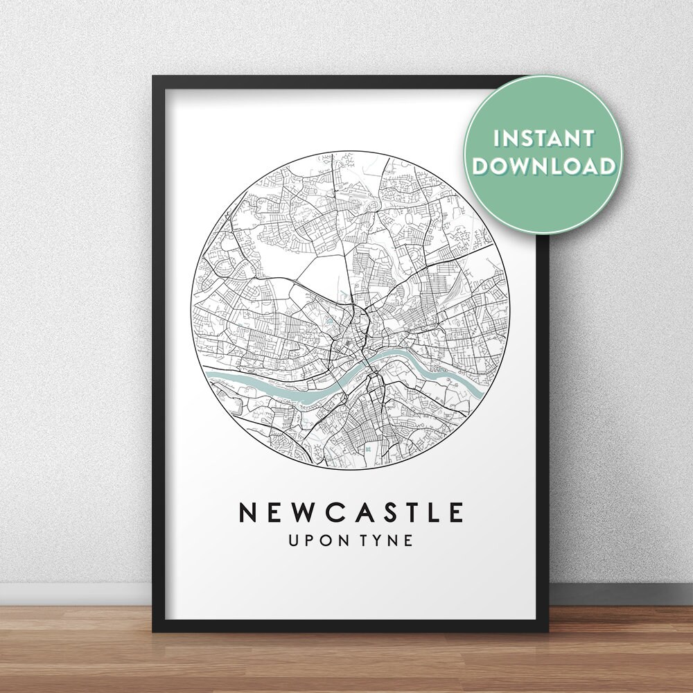 Newcastle City Map Printable Street Map Art Newcastle Map - Etsy UK
