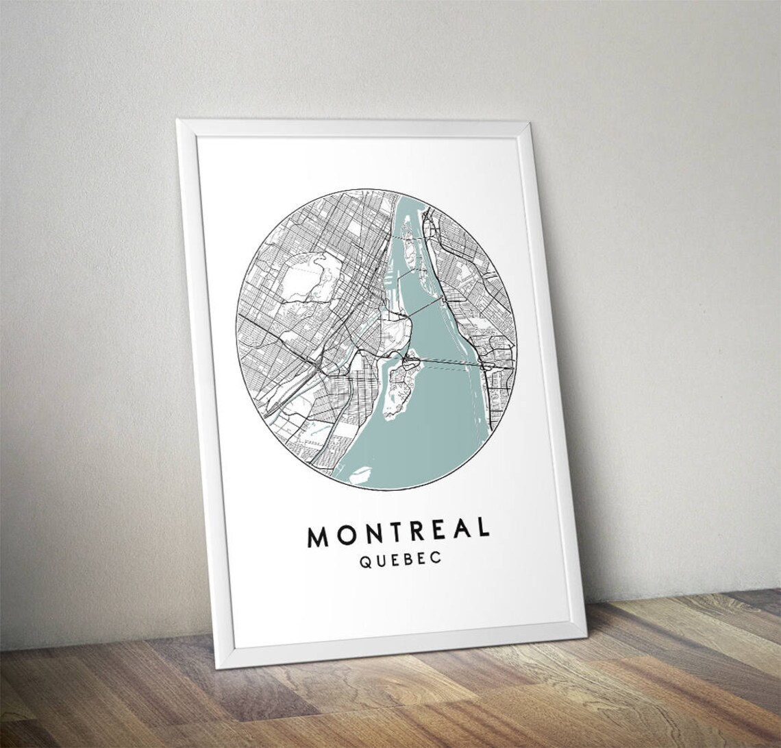 Montreal City Map Print, Street Map Art, Montreal Map Poster, Montreal ...