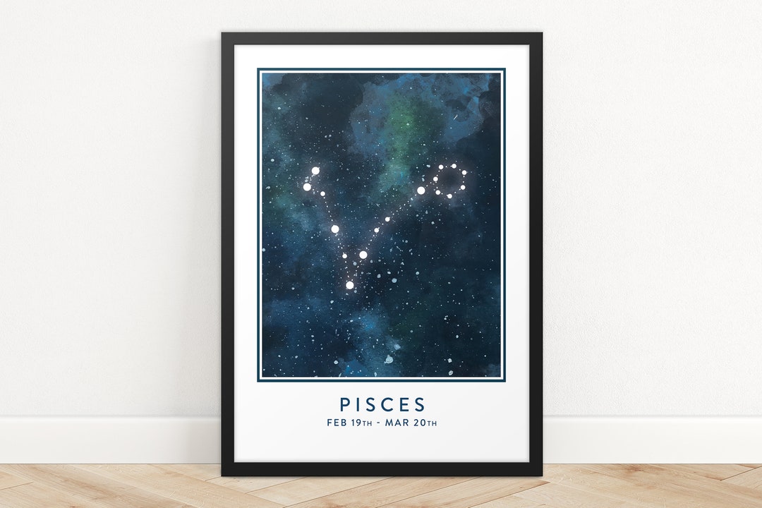 Pisces Star Sign Print, Constellation Art Print, Horoscope Print, Star ...