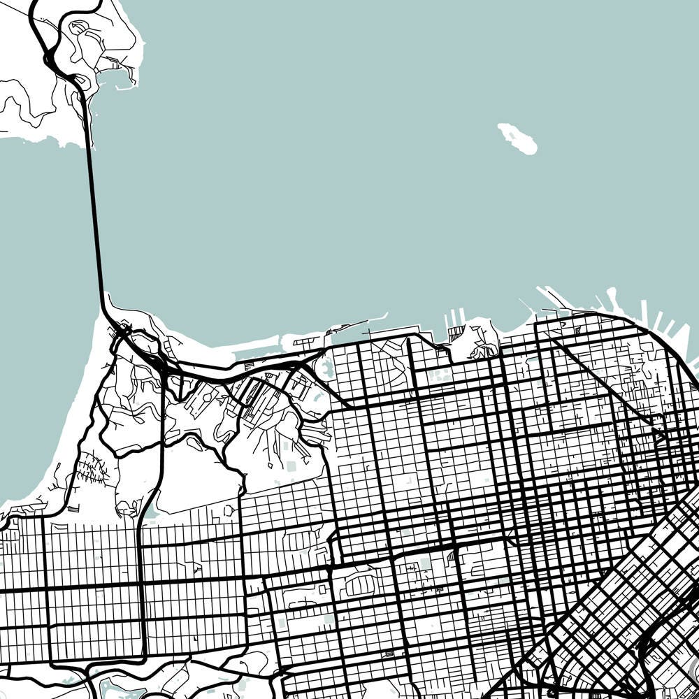 San Francisco City Map Printable Street Map Art San - Etsy