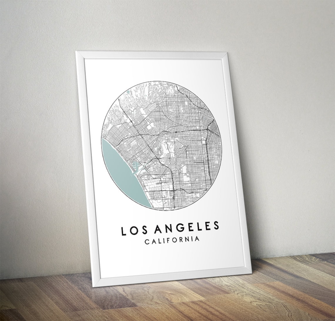 Los Angeles City Map Printable Street Map Art Los Angeles - Etsy