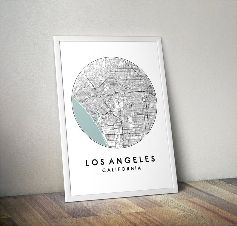 Los Angeles City Map Printable Street Map Art Los Angeles | Etsy