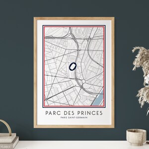 Parc Des Princes Stadium Map Print, Paris Saint-germain Print, Football ...
