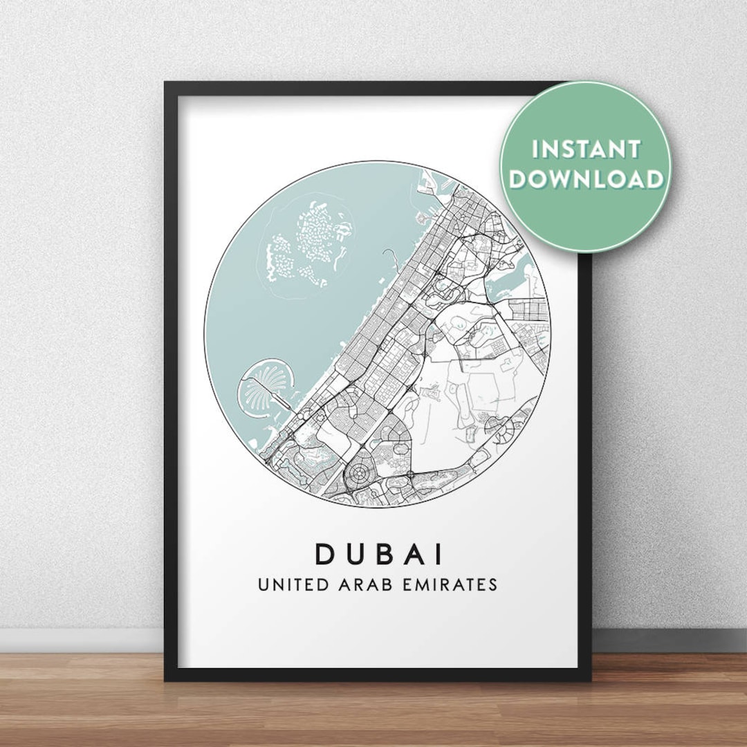 Dubai City Map Printable, Street Map Art, Dubai Map Print, City Map ...