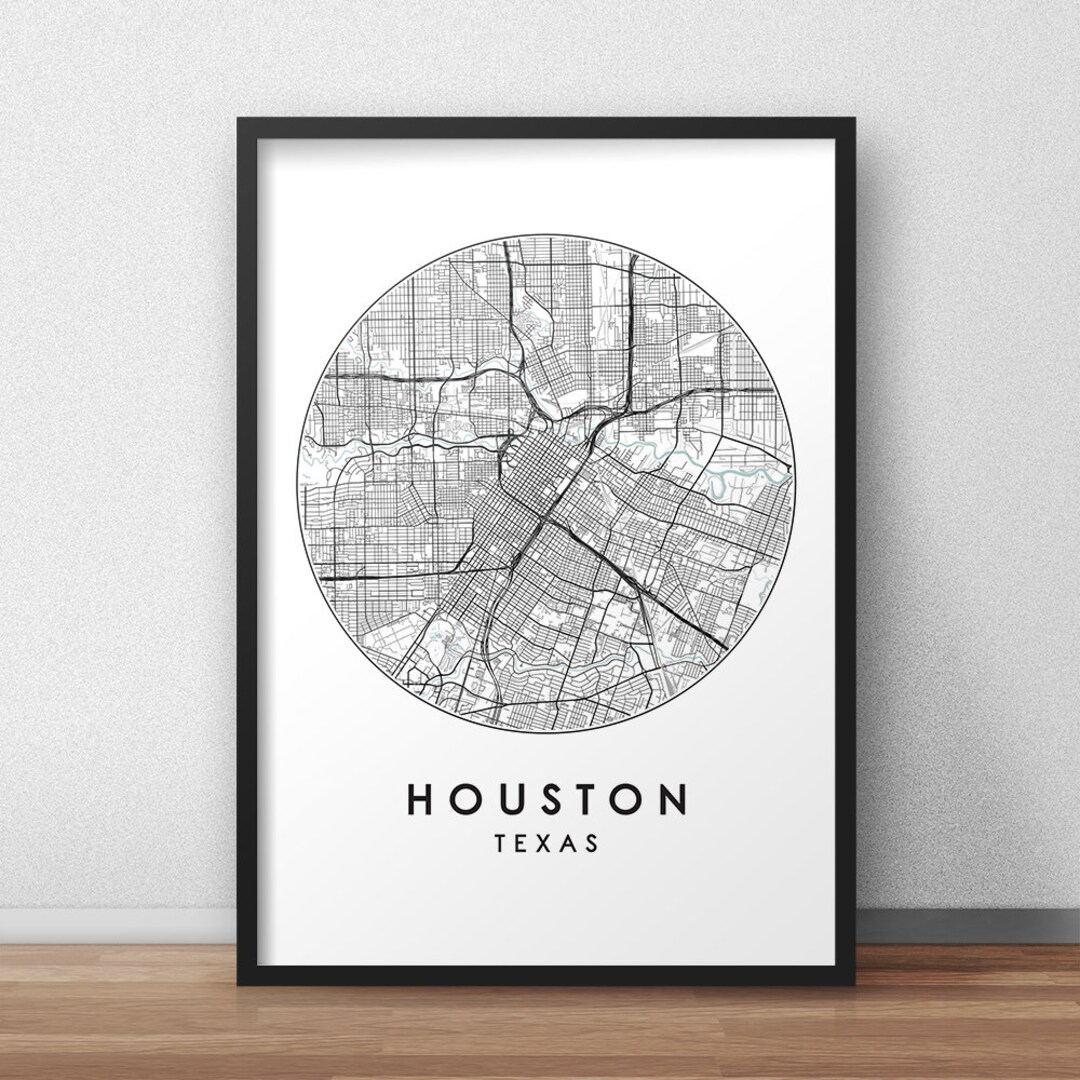 Houston City Print, Street Map Art, Houston Map Poster, Houston Map ...