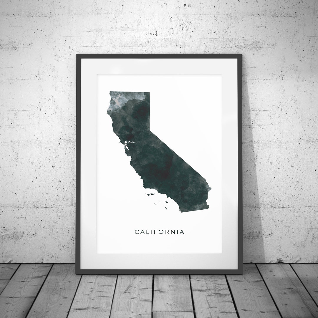 California Map, Watercolor Print, California State, California Poster ...