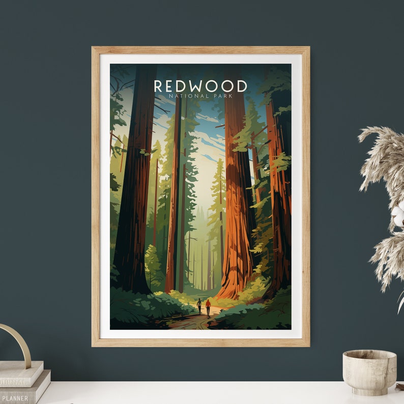 Redwood National Park Travel Poster Wall Art Print Redwood Poster ...