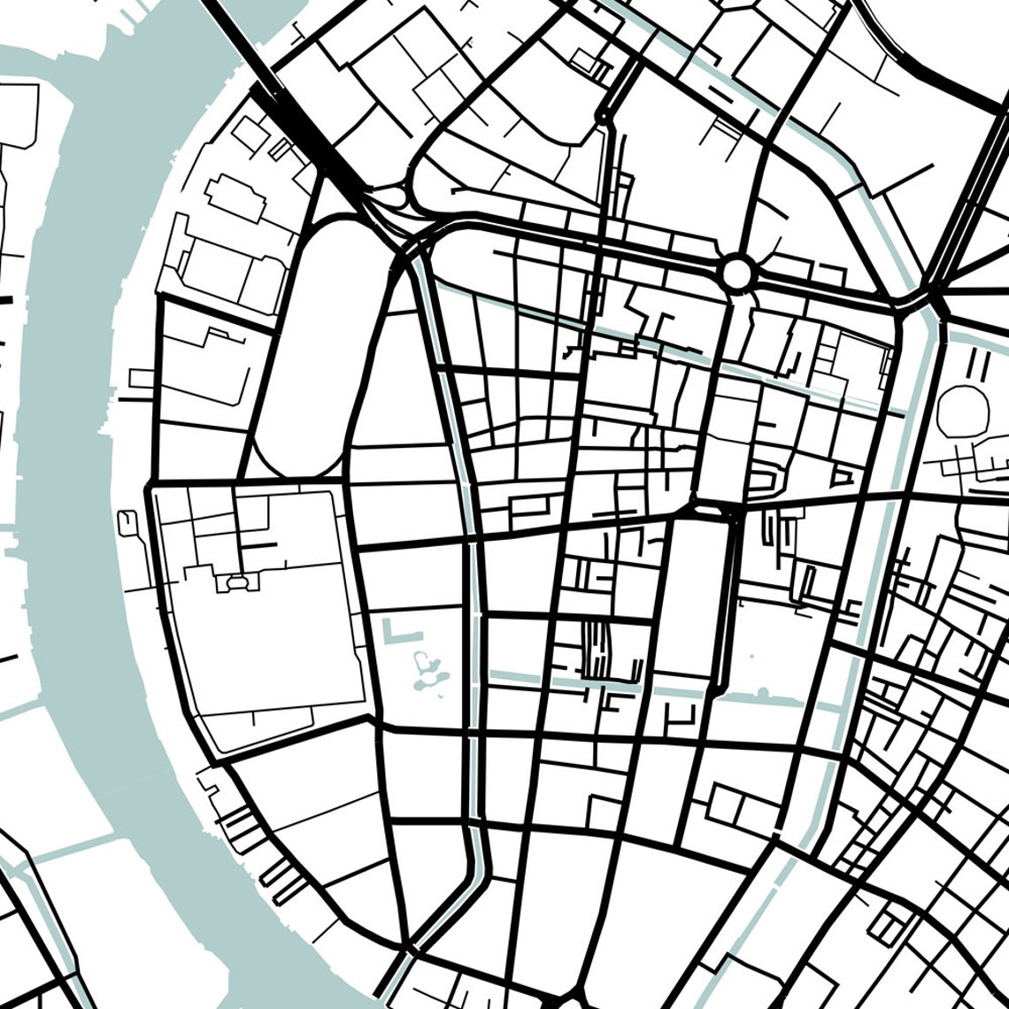 Bangkok City Map Printable Street Map Art Bangkok Map Print - Etsy