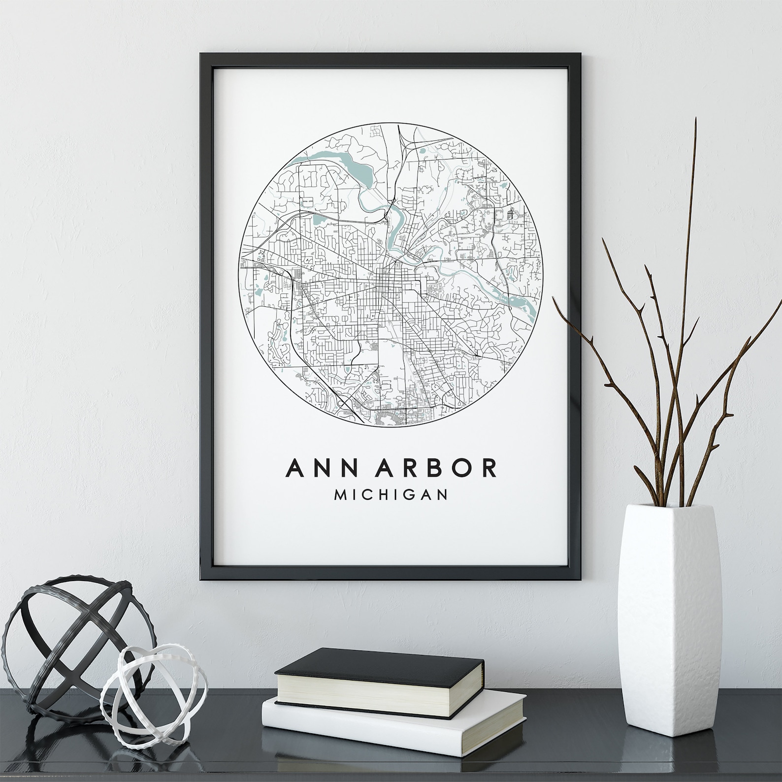 Ann Arbor City Map Print, Street Map Art, Ann Arbor Map Poster, Ann ...