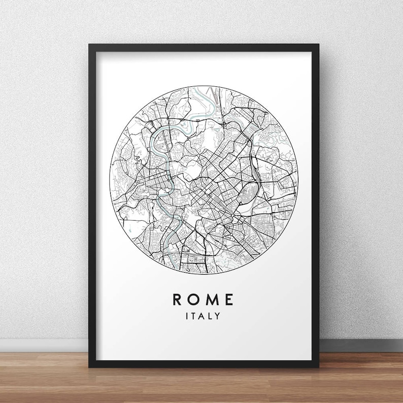 Rome City Map Print Street Map Art Rome Map Poster Rome Map - Etsy