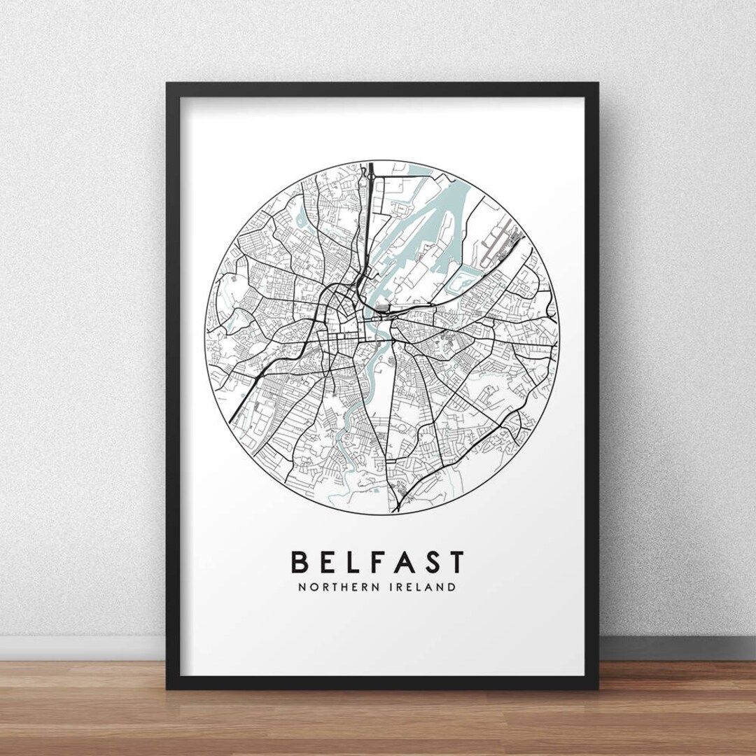 Belfast City Map Print, Street Map Art, Belfast Map Poster, Belfast Map ...